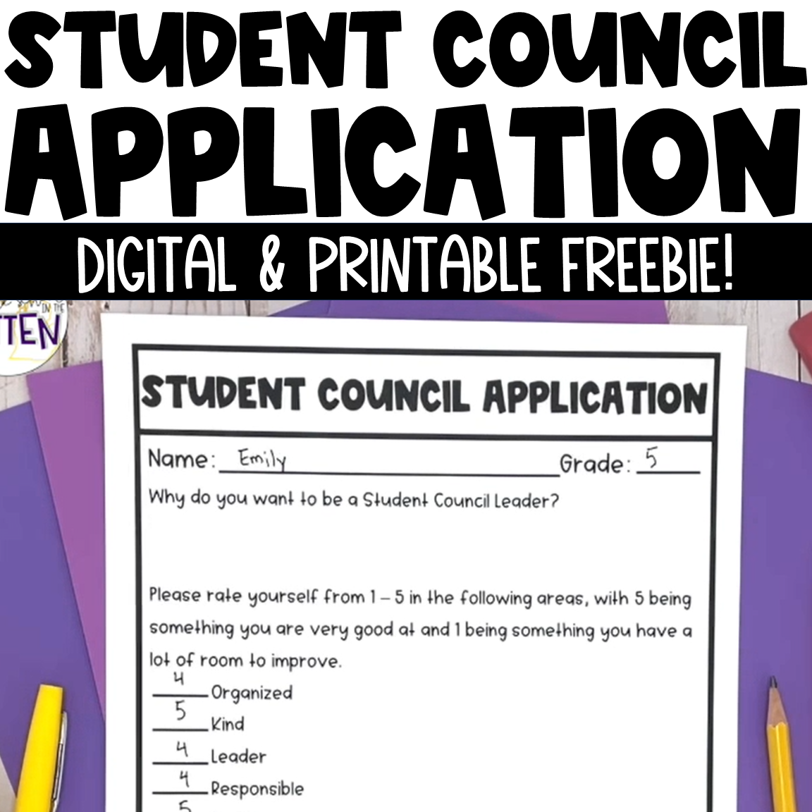 Student Council Application Forms FREEBIE with Digital & Printable ...